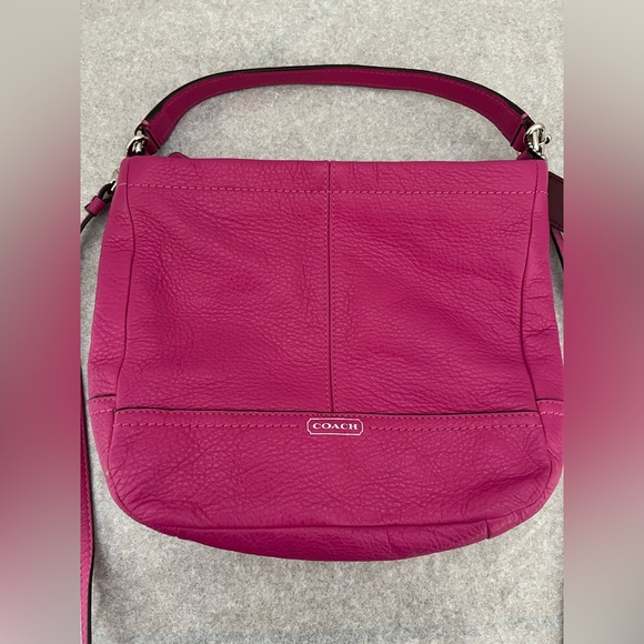 Coach | Bags | Coach Pebble Leather Bright Magenta Crossbody Purse ...